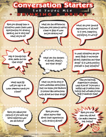 Conversation Starters on Drinking and Drugs - All Pro Dad