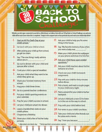 30 Day Back to School Challenge - All Pro Dad : All Pro Dad